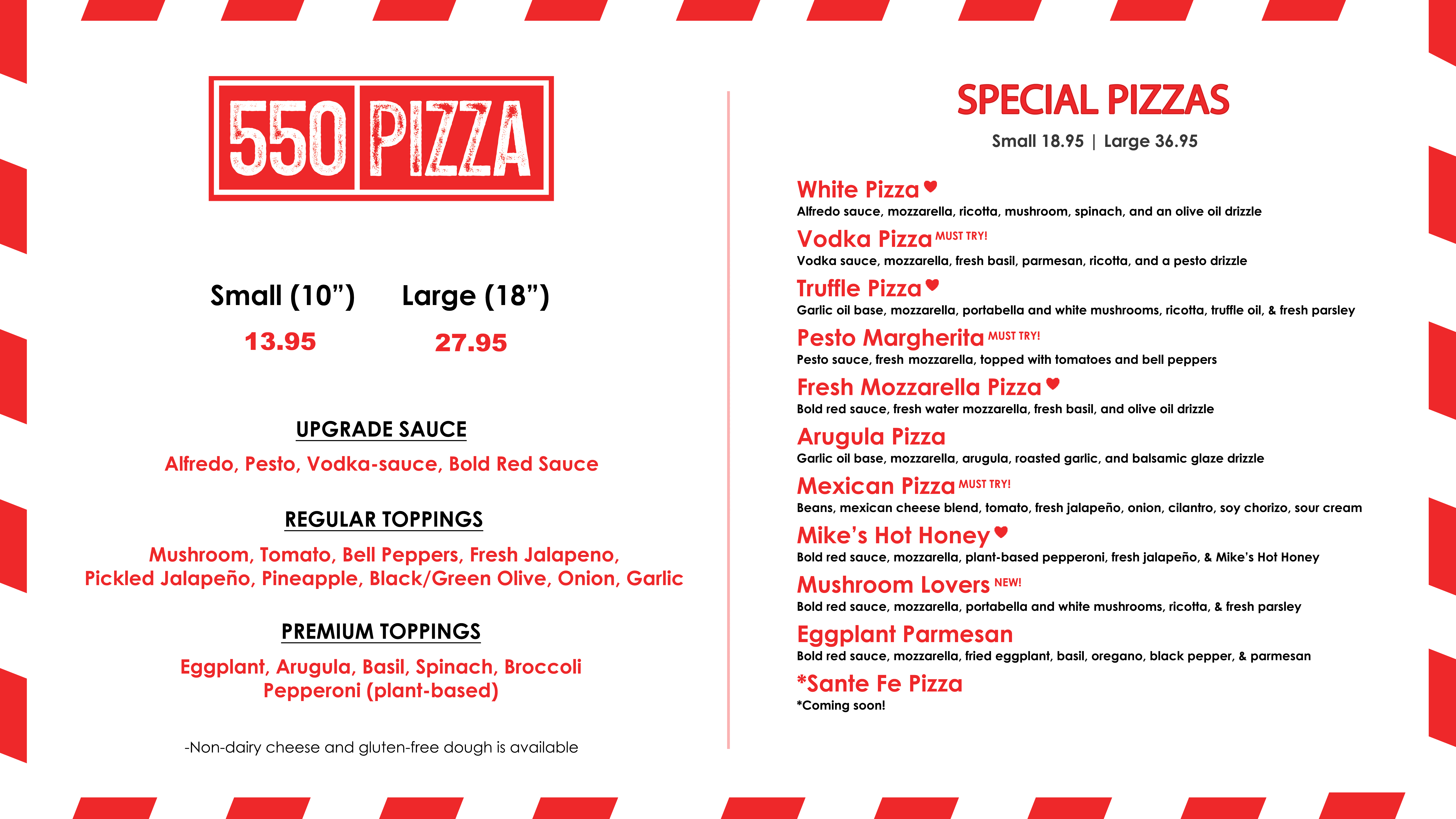 Menu | 550 Pizza